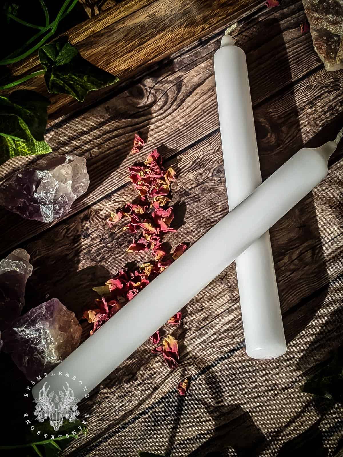 White Dinner Candles - by Bramble & Bone